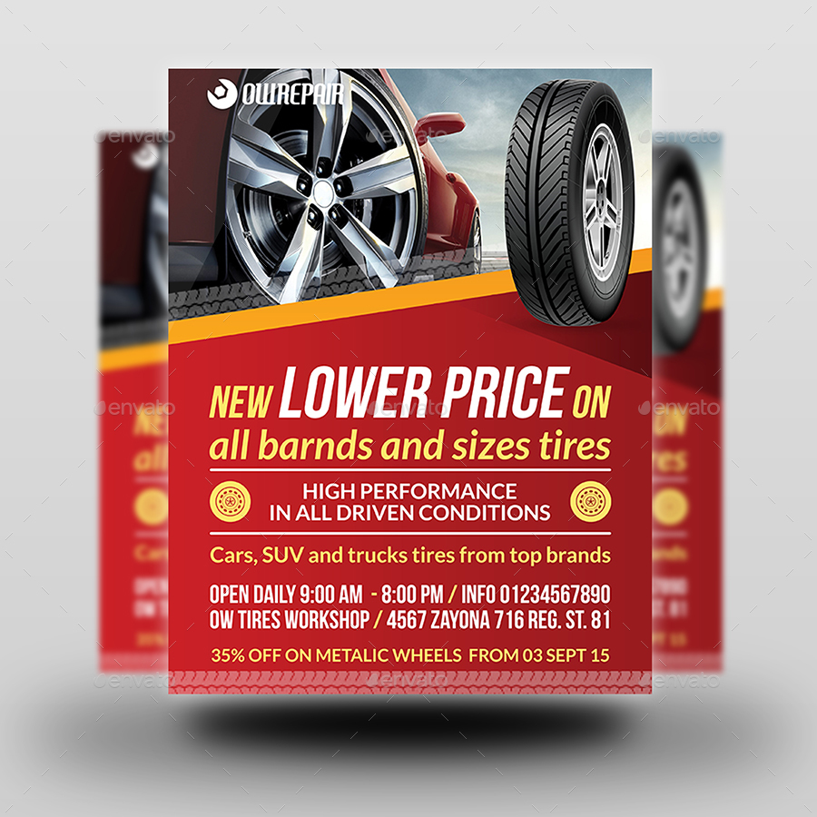 Tire Shop Advertising Bundle, Print Templates | GraphicRiver