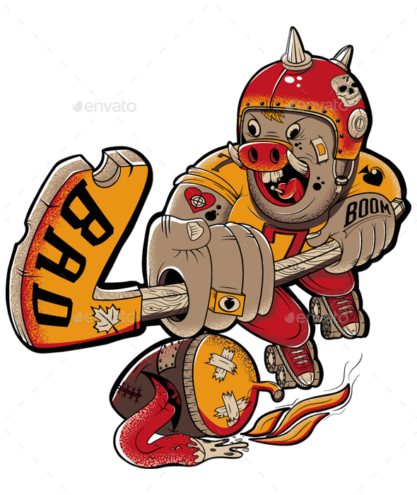 Pig on Roller Skates by ice245 | GraphicRiver