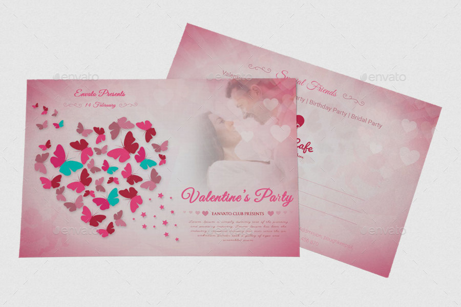 Valentine Day Postcard Template, Print Templates | GraphicRiver