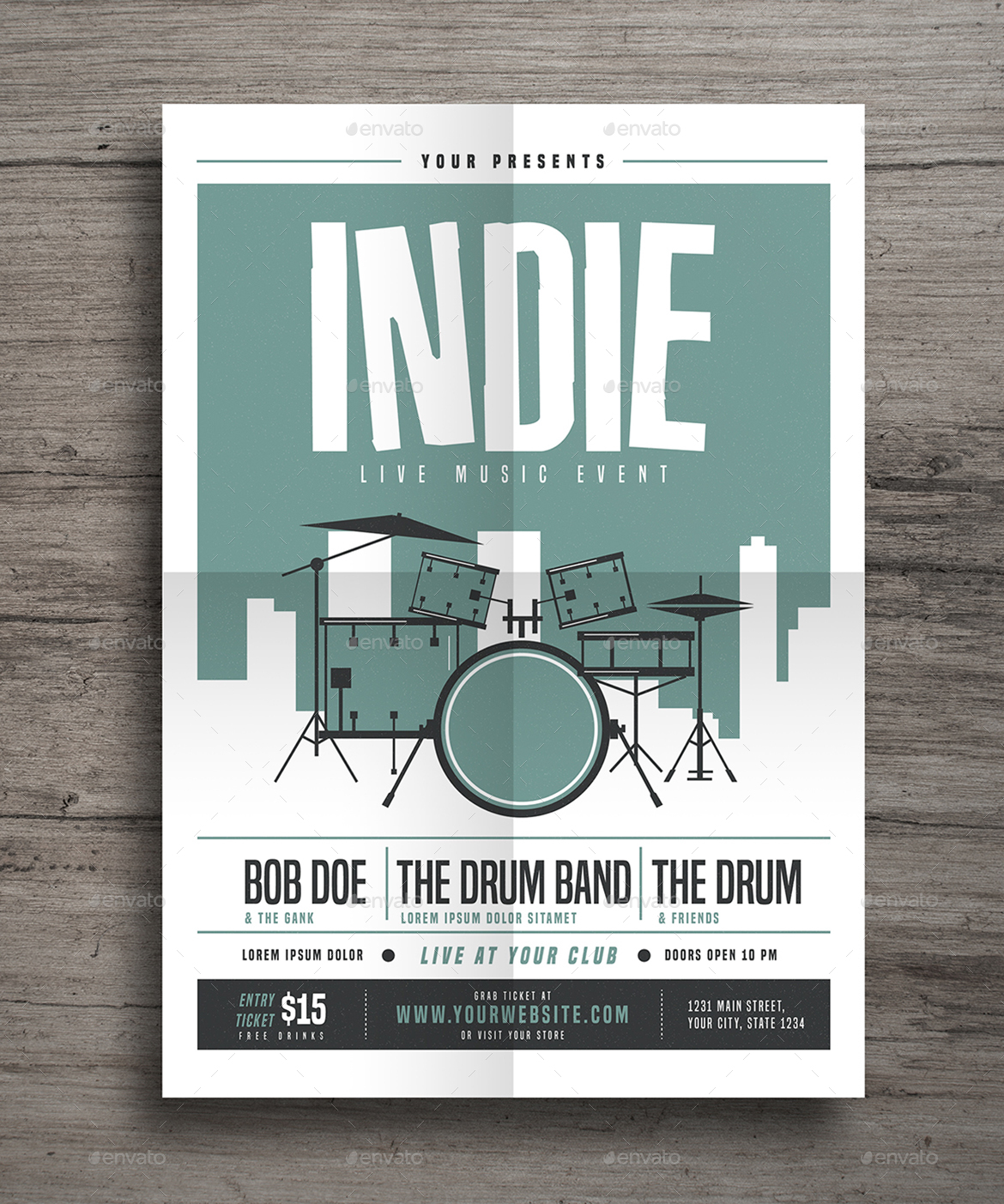 Indie Drum Music Flyer, Print Templates | GraphicRiver