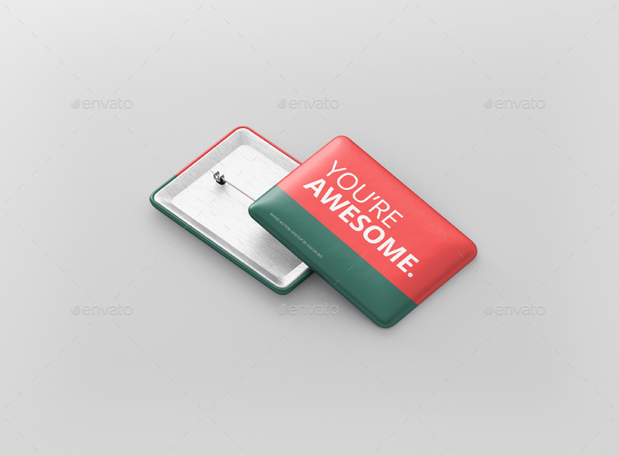 Rectangle Badge Button Mockup, Graphics | GraphicRiver