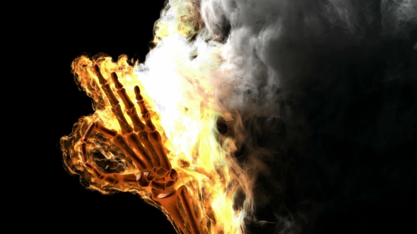 Burning Skeleton OK Sign, Motion Graphics | VideoHive