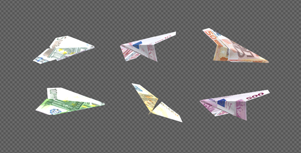 Paper Airplane - Euro Bills - Pack of 6, Motion Graphics | VideoHive