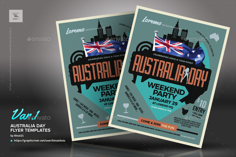 Australia Day Flyer Templates, Print Templates | GraphicRiver