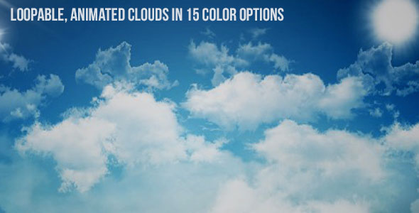 Loopable Rendered Clouds in 15 colors, After Effects Project Files