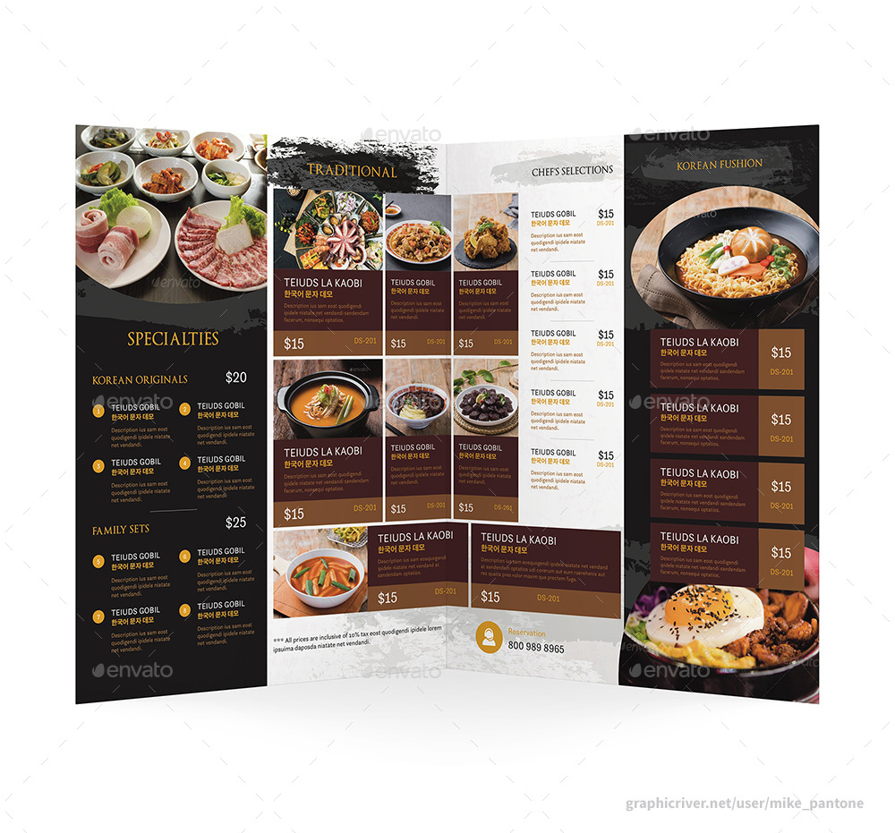 Korean Menu Print Bundle 2, Print Templates | GraphicRiver