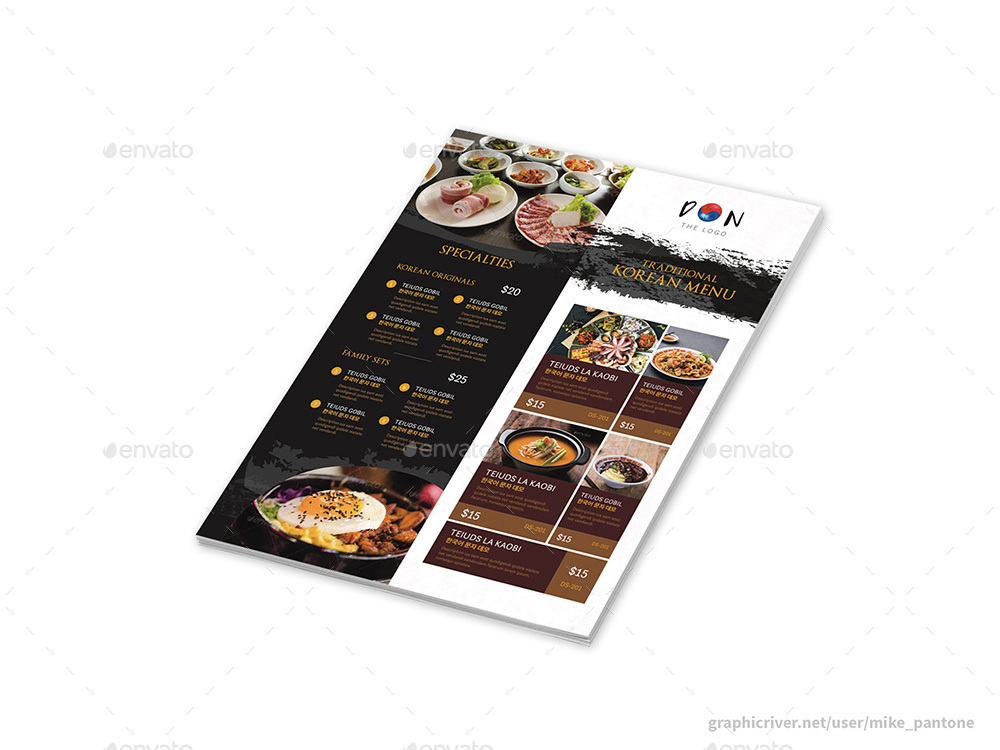 Korean Menu Print Bundle 2, Print Templates | GraphicRiver