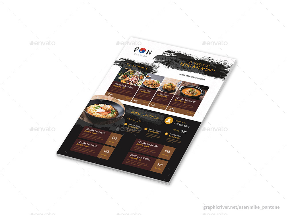 Korean Menu Print Bundle 2, Print Templates | GraphicRiver