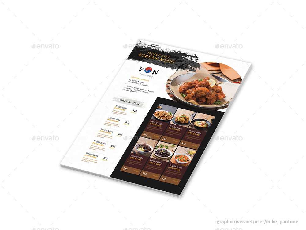 Korean Menu Print Bundle 2, Print Templates | GraphicRiver