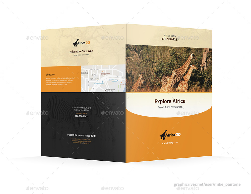 Africa Adventure Bifold / Halffold Brochure, Print Templates | GraphicRiver
