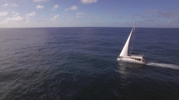 Yacht Sailing in the Ocean, Aerial View, Stock Footage | VideoHive