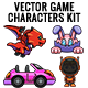 Vector Game Characters Sprites Bundle - Cartoon, Flying and Cars, Vectors