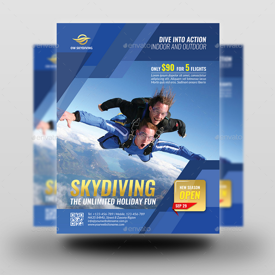 Skydiving Flyer Template, Print Templates | GraphicRiver