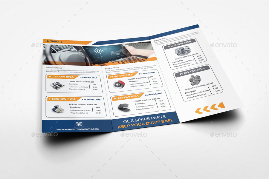 Auto Parts Catalog Tri-Fold Brochure Template Vol.2, Print Templates