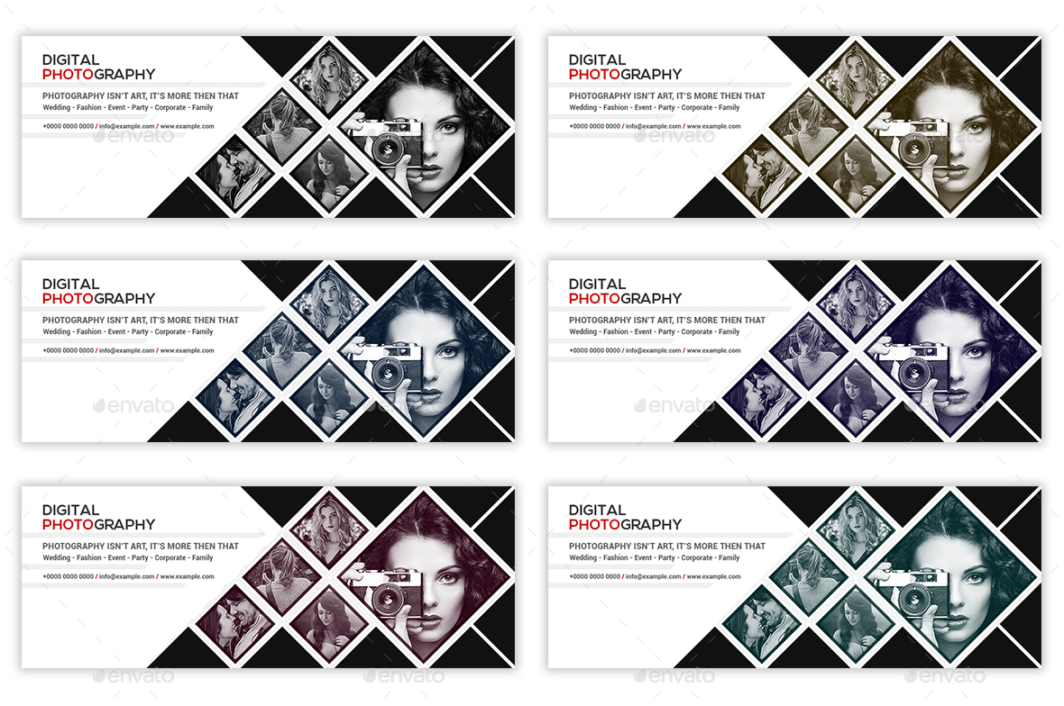 Photographer Photo Display Facebook Cover with 6 Color Effect, Web Elements