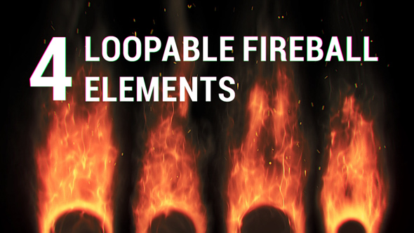 4 Loopable Fireball Elements, Motion Graphics | VideoHive