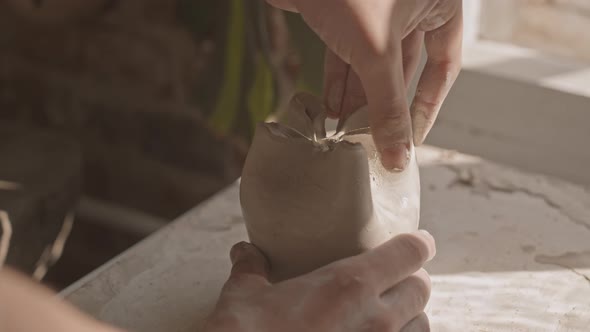 Female Hands Working with Clay in Workshop, Stock Footage | VideoHive