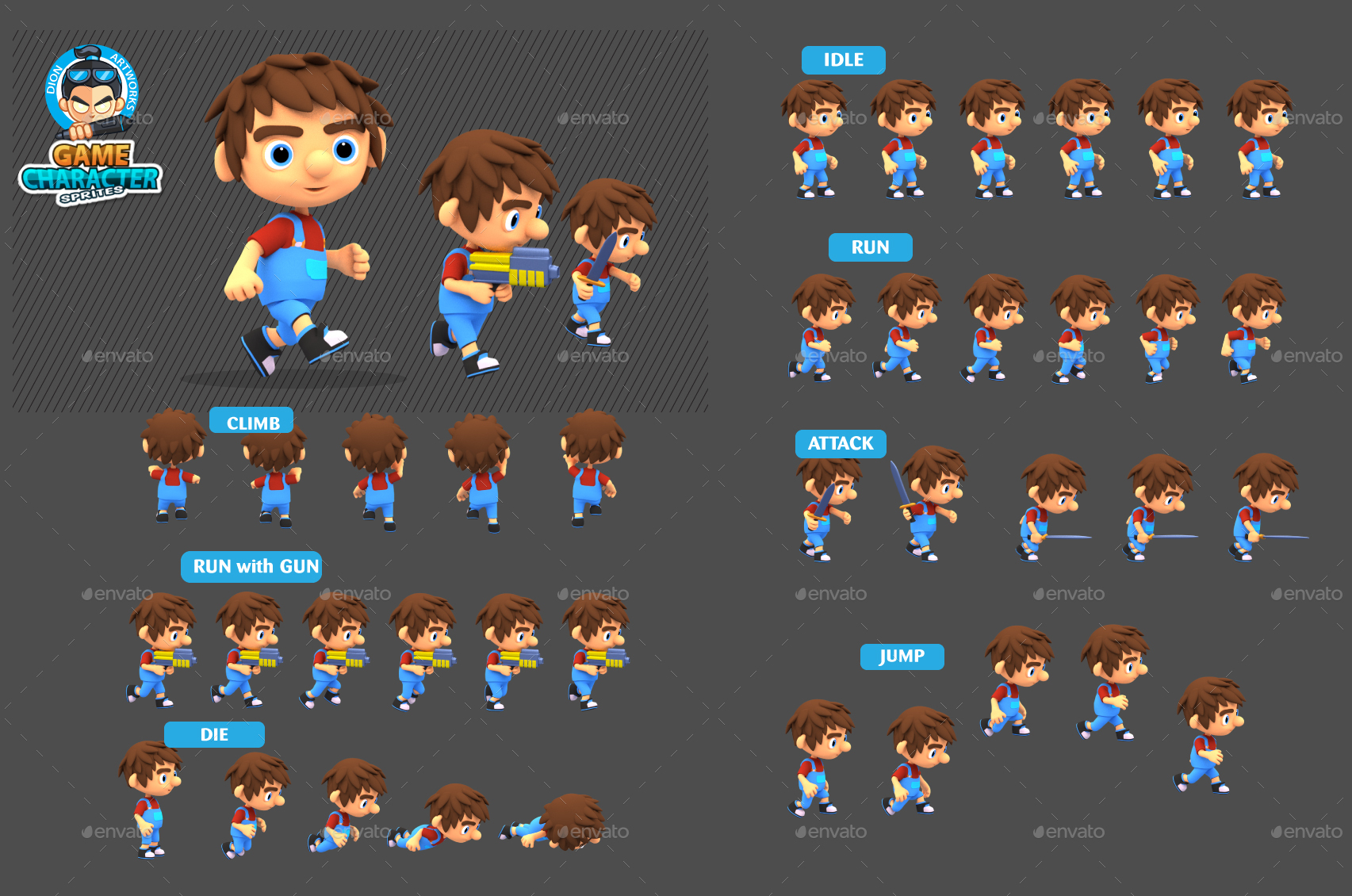 3D Rendered Game Character Sprites 08 by pasilan | GraphicRiver