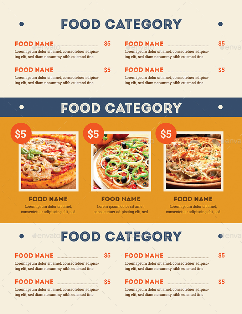 Retro Food Menu, Print Templates | GraphicRiver