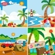 Four Scenes of Summer Vacation on the Beach, Vectors | GraphicRiver