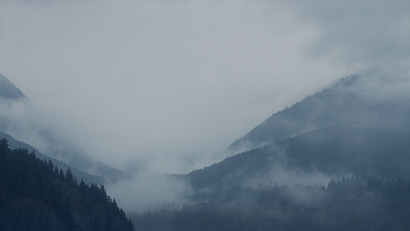 Mist Swirling Over Vast Mountain Landscape, Stock Footage | VideoHive