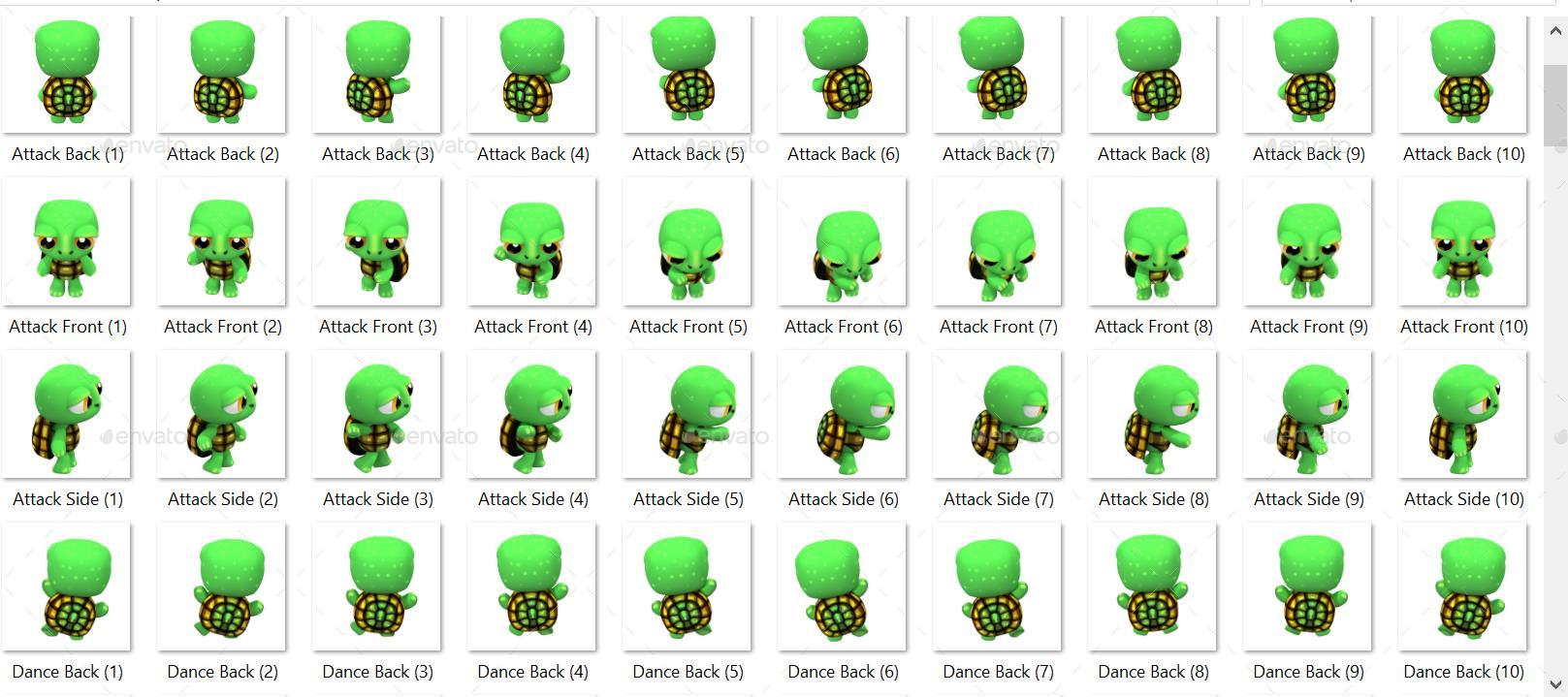 Turtle 4 Directional Game Character Sprites 08 by pasilan | GraphicRiver