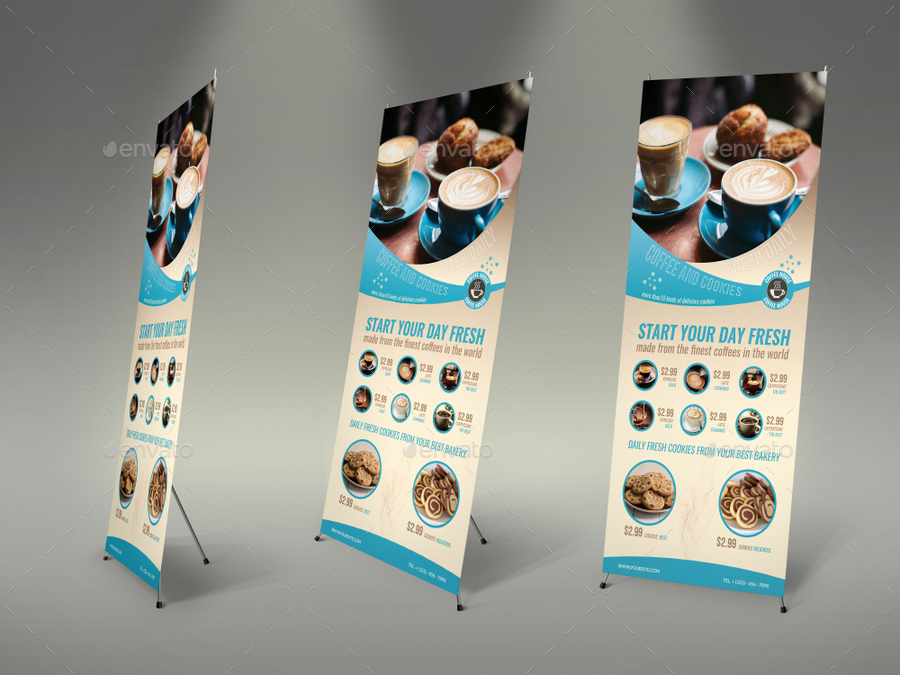 Cafe Signage Roll Up Banner Vol.3 by OWPictures | GraphicRiver