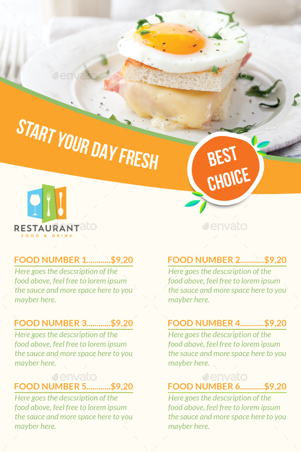 Breakfast Restaurant Table Tent Template, Print Templates | GraphicRiver