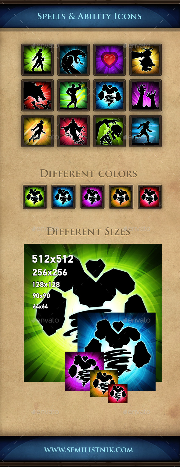 RPG Spells and Ability Icons by semilistnik | GraphicRiver