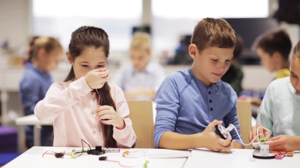 Happy Children Learning at Robotics School 57, Stock Footage | VideoHive