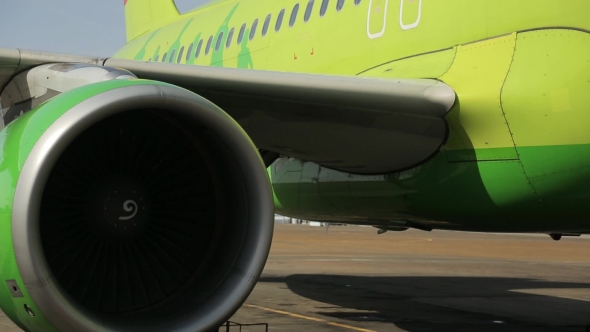 Turbojet Four-bladed Engine of Russian Passenger Aircraft., Stock Footage