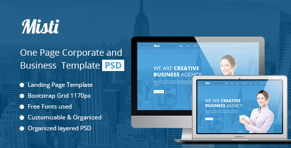 Misti One Page Corporate and Business Template by WinnerDevs | ThemeForest