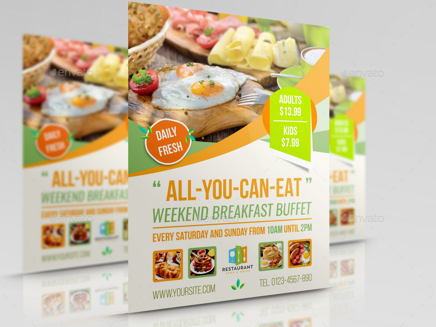 Breakfast Restaurant Advertising Bundle, Print Templates | GraphicRiver