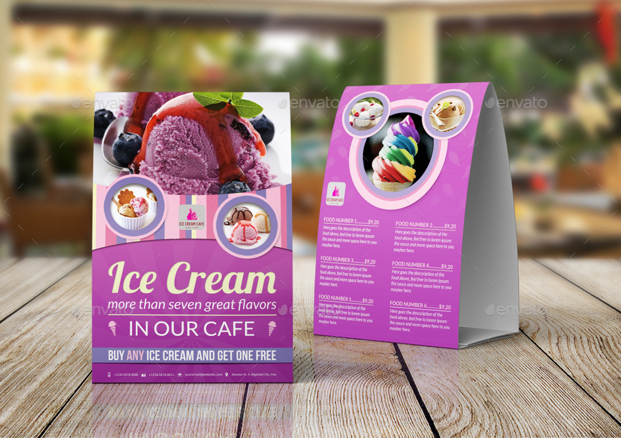 Ice Cream Table Tent Template Vol.5, Print Templates | GraphicRiver