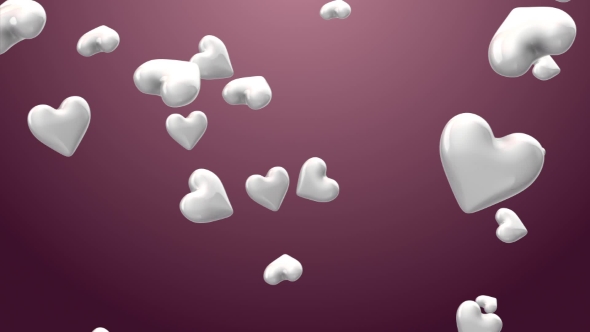 Animation of Hearts on the Beautiful White Background, Motion Graphics