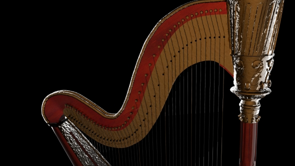 Classic Wooden Harp with Gold, Motion Graphics | VideoHive