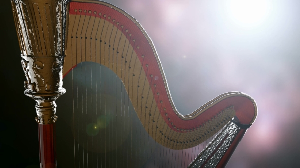 Classic Wooden Harp with Gold, Motion Graphics | VideoHive