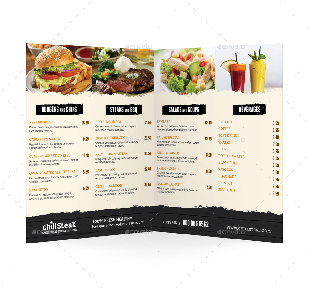 Steak House Menu Print Bundle, Print Templates | GraphicRiver