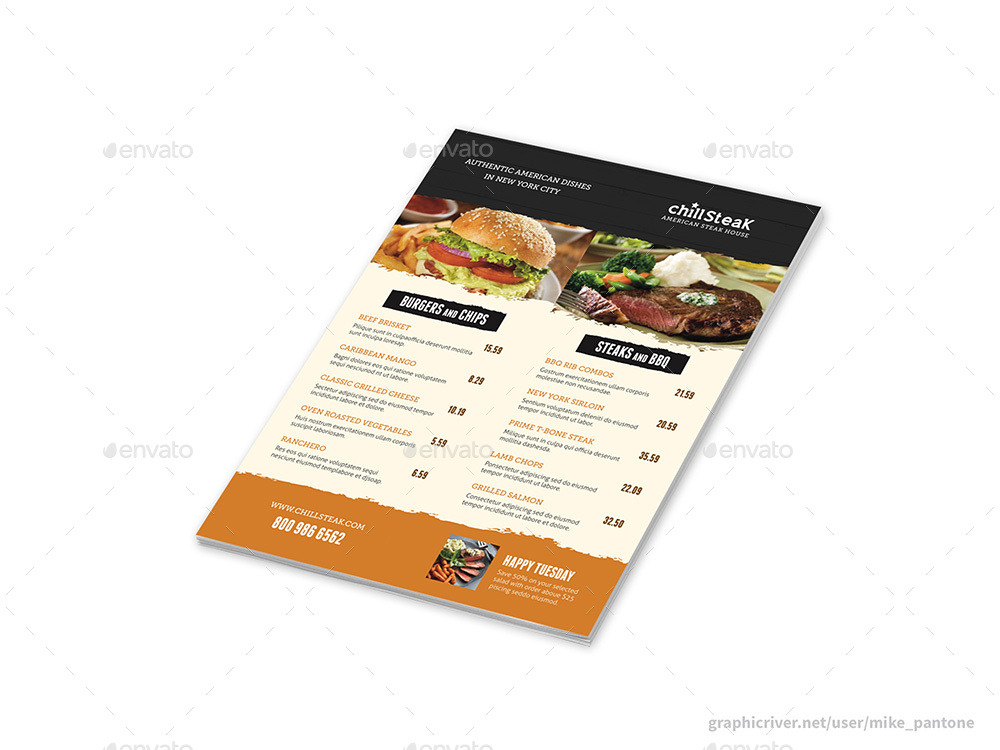 Steak House Menu Print Bundle, Print Templates | GraphicRiver