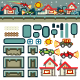 Small Town at Night Flat Game Level Kit, Game Assets | GraphicRiver