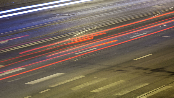 Night Car Light Lines In The City, Stock Footage | VideoHive