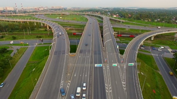 Aerial View Of Highway Junction, Stock Footage | VideoHive