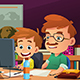 Father and Son Working on a Computer, Vectors | GraphicRiver