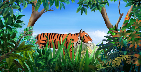 Bengal Tiger Walks Through the Jungle, Motion Graphics | VideoHive