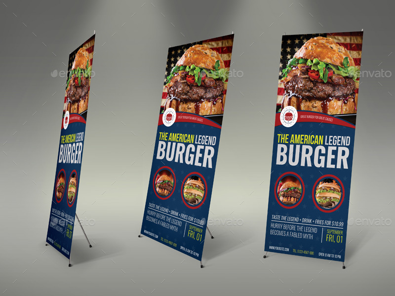 Burger Restaurant Signage Roll Up Banner Vol.8, Print Templates ...