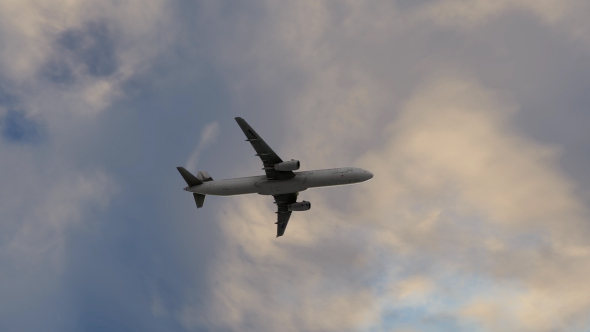 Realistic Airplane Flying - Cloudy Weather, Motion Graphics | VideoHive