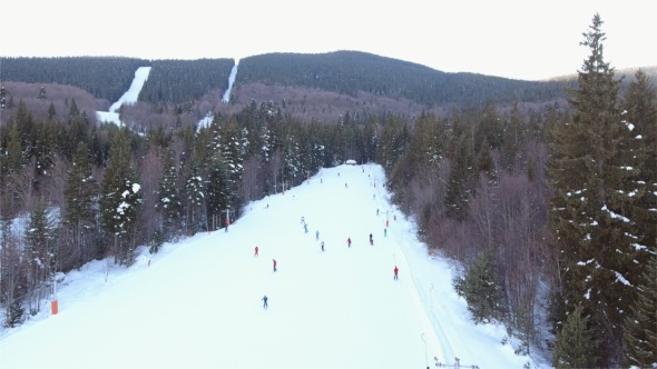 Many Skiers on Track, Stock Footage | VideoHive