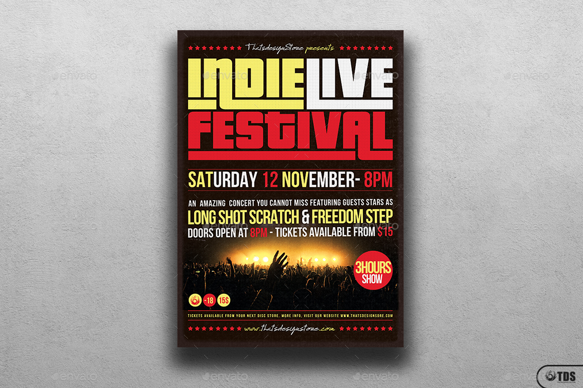 Indie Live Festival Flyer Template by lou606 | GraphicRiver