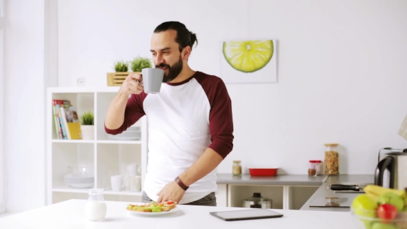 Man Eating Breakfast and Dancing at Home 28, Stock Footage | VideoHive