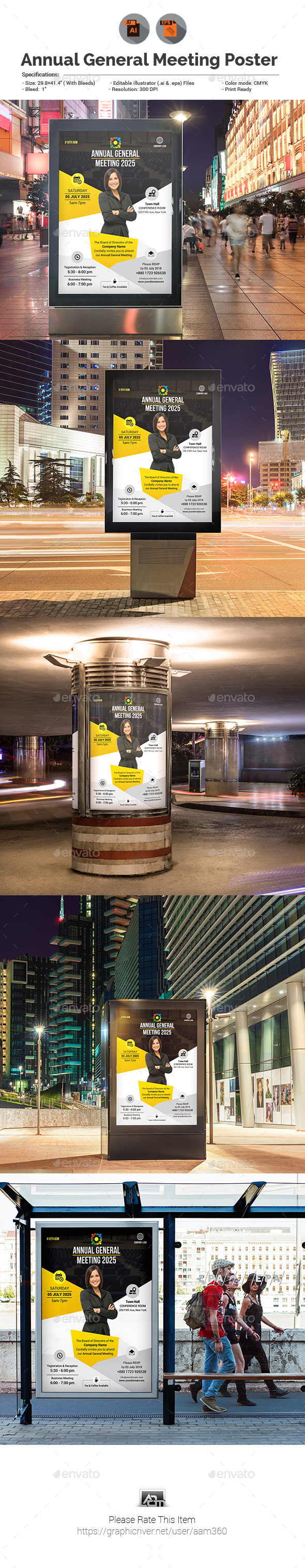 Annual General Meeting Poster Template by aam360 | GraphicRiver